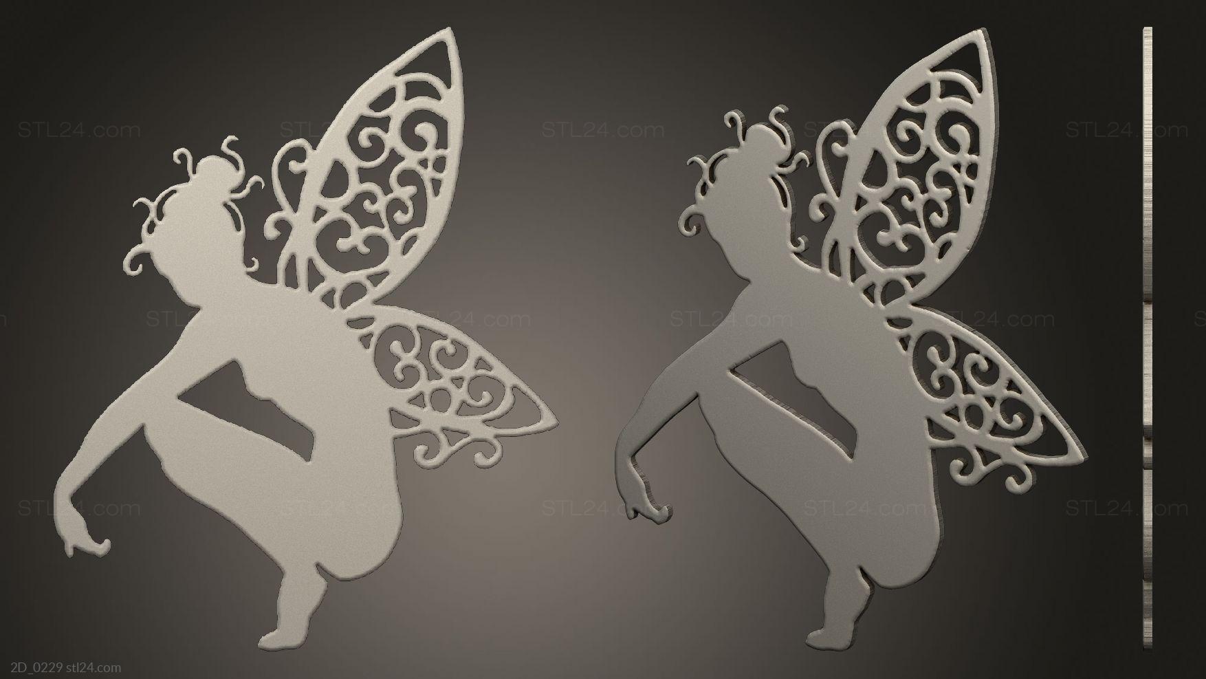 2D - Angel 2, 2D_0229. 3D stl model for CNC